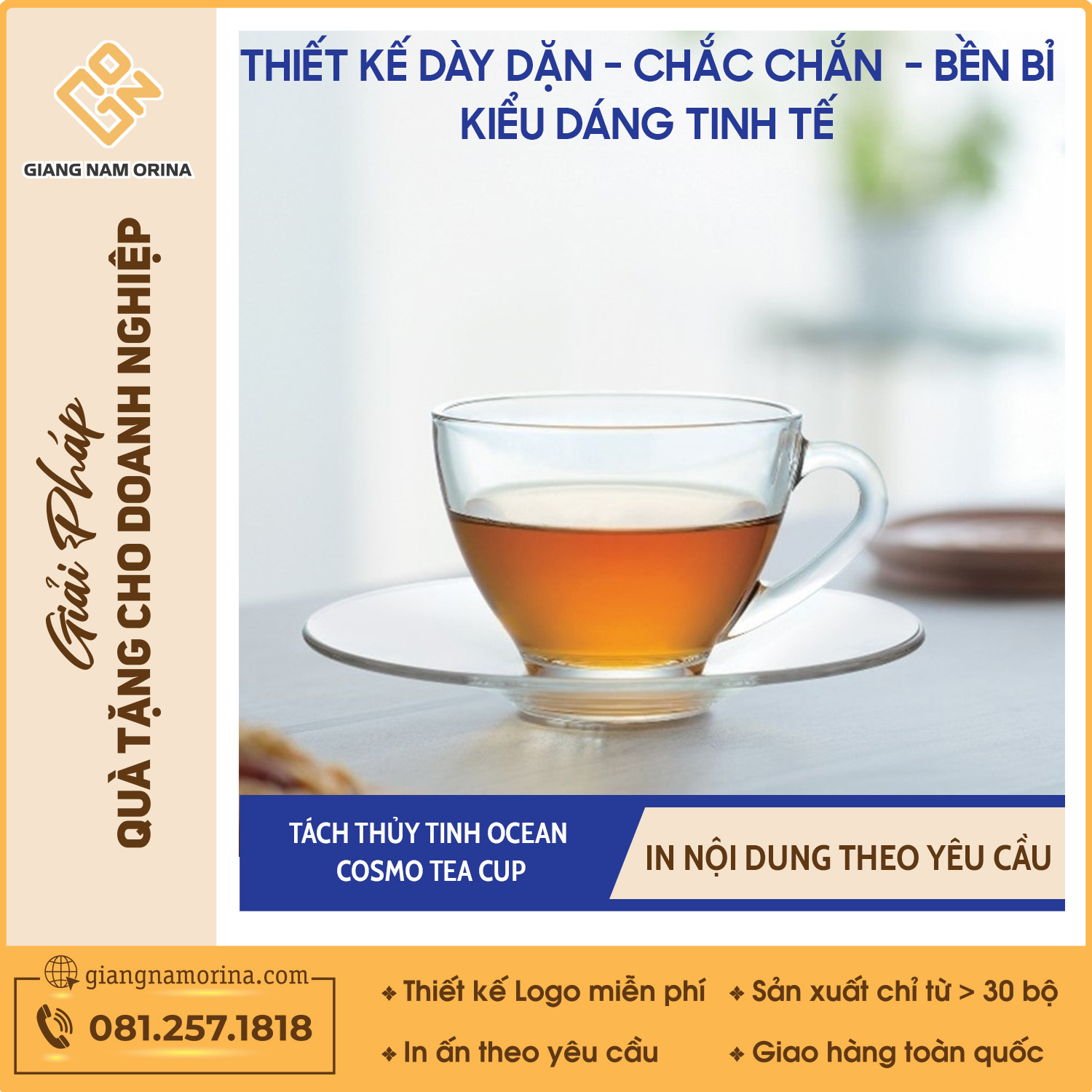 Tách thủy tinh Ocean COSMO TEA CUP cao cấp